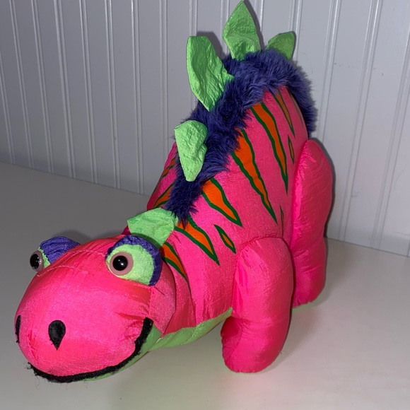 Stuffins | Toys | Vtg 993 Stuffins Glowinthedark Dinosaur Pink Purple ...